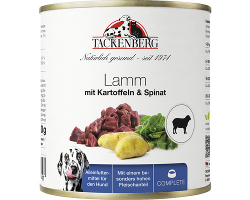 Hundefutter nass TACKENBERG Lamm mit Kartoffeln 800g | HORNBACH