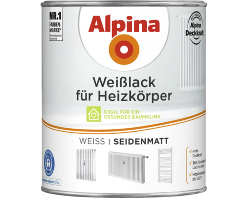 Alpina Weißlack für Heizkörper seidenmatt weiß 750 ml | HORNBACH