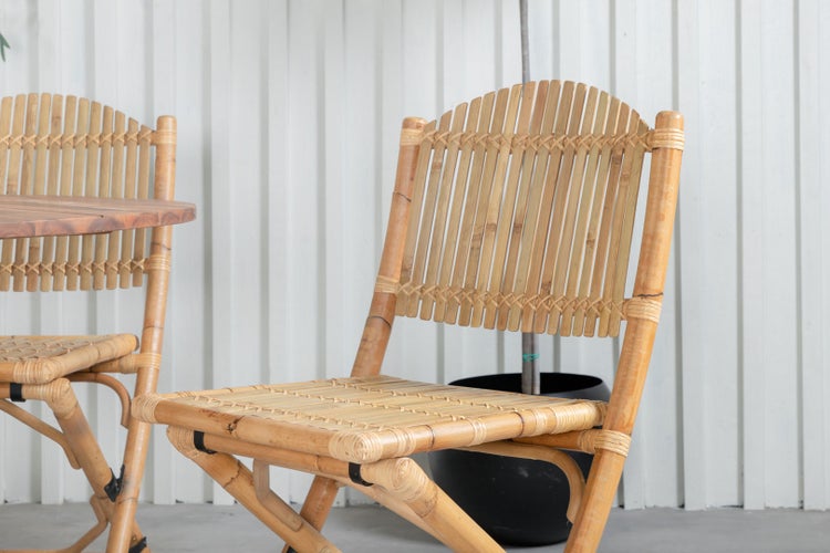 Cot Gartenset Tisch Ø100cm und 4 Stühle F Cane hellgrau, | HORNBACH