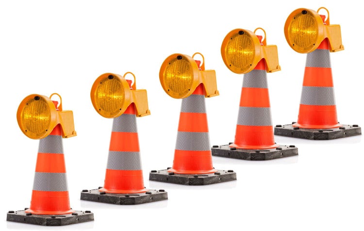 Leitkegel mit gelber Blinkleuchte UvV-Cony + 50cm Bigfoot | HORNBACH