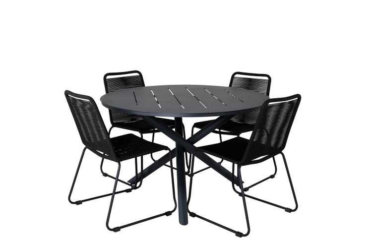 Alma Gartenset Tisch Ø120cm und 4 Stühle stabelS Lindos | HORNBACH