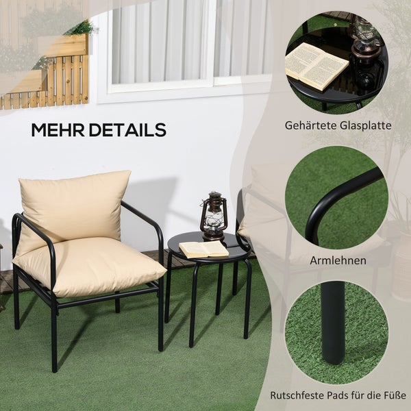 Outsunny 3tlg. Gartenmobel Set Bistro Set mit 2 Stuhlen HORNBACH