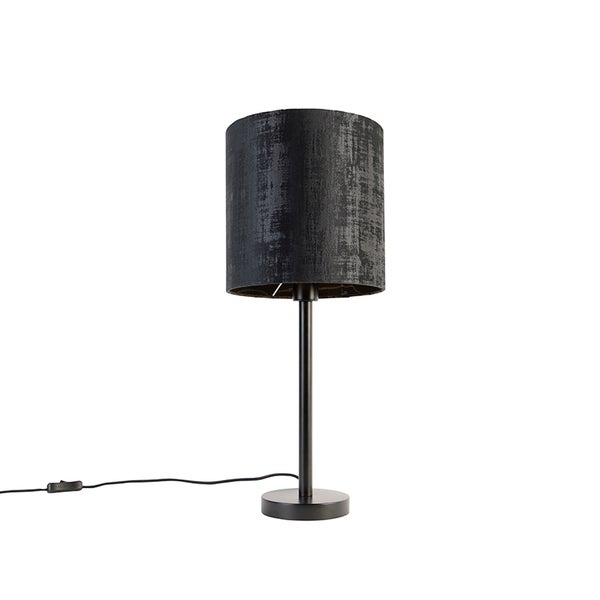 Moderne Tischlampe schwarz mit schwarzem Schirm 25 cm - | HORNBACH