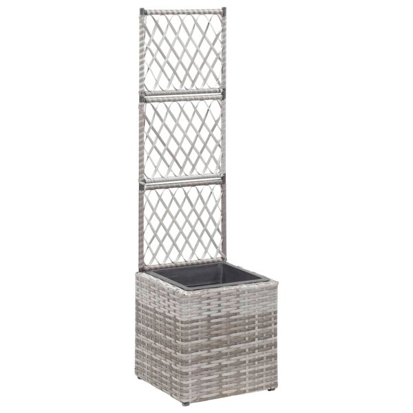 Hochbeet mit Rankgitter 1 Topf 30x30x107 cm Poly Rattan Grau | HORNBACH