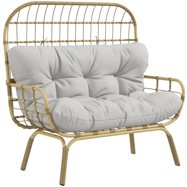 Outsunny 2 Sitzer Rattansofa mit Armlehne Gartensofa in HORNBACH
