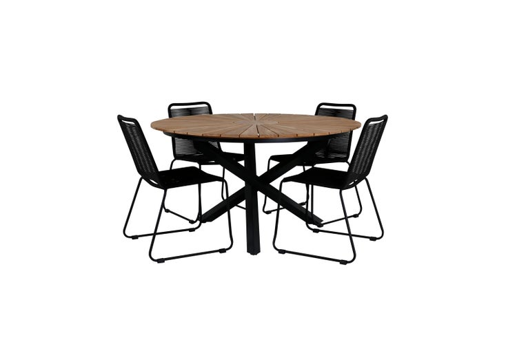 Mexico Gartenset Tisch Ø140cm und 4 Stühle stabelS Lindos | HORNBACH