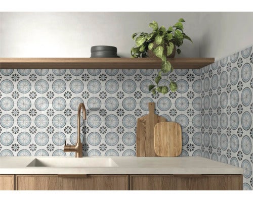 Wand- und Bodenfliese Zahara Blau Dahlie 12,3x12,3cm | HORNBACH