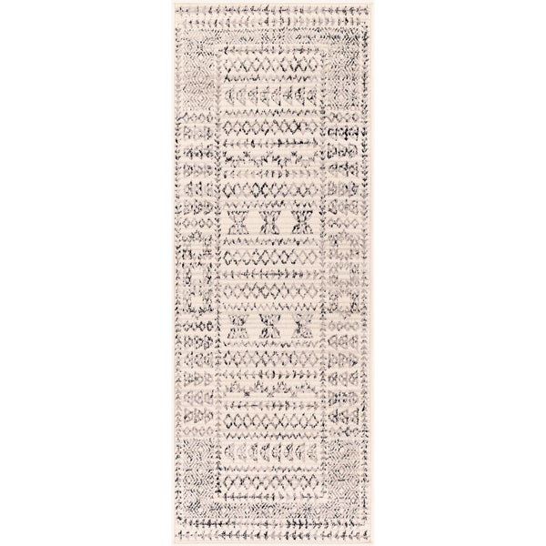 Skandinavischer Boho Flurteppich Weiß/Schwarz 80x220 cm | HORNBACH