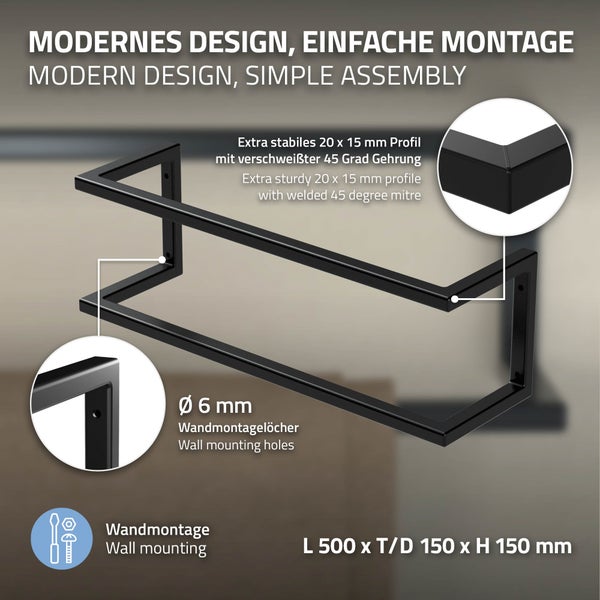 ML-Design Handtuchhalter, Stahl, 15 x 15 x 50 cm, | HORNBACH