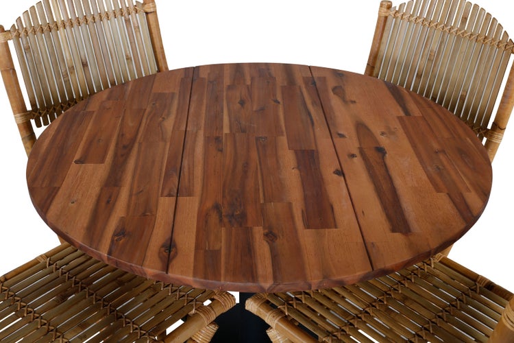 Cot Gartenset Tisch Ø100cm und 4 Stühle F Cane hellgrau, | HORNBACH