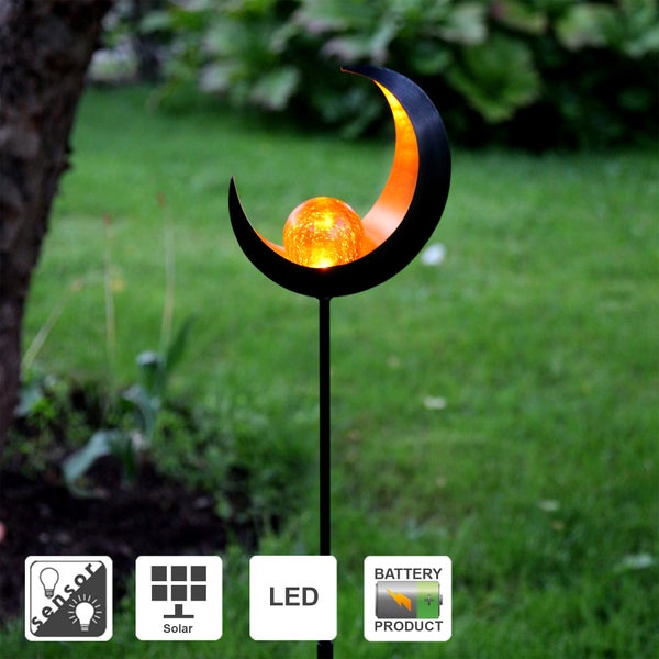 Solar-Gartenstecker ,Melilla', Mond, bernsteinfarbene Kugel | HORNBACH