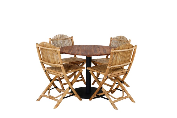 Cot Gartenset Tisch Ø100cm und 4 Stühle F Cane hellgrau, | HORNBACH