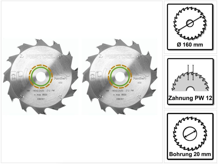 Festool 2x Panther Kreissägeblatt HW 160 x 2,2 x 20 mm | HORNBACH