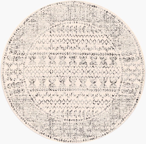 Runder Skandinavischer Boho-Teppich Weiß/Schwarz Ø 160 | HORNBACH